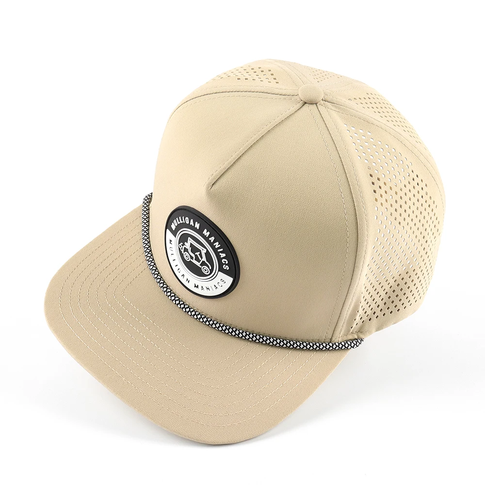 BSCI OEM Custom PVC Logo 5 Panel Nylon Rope Snapback Cap