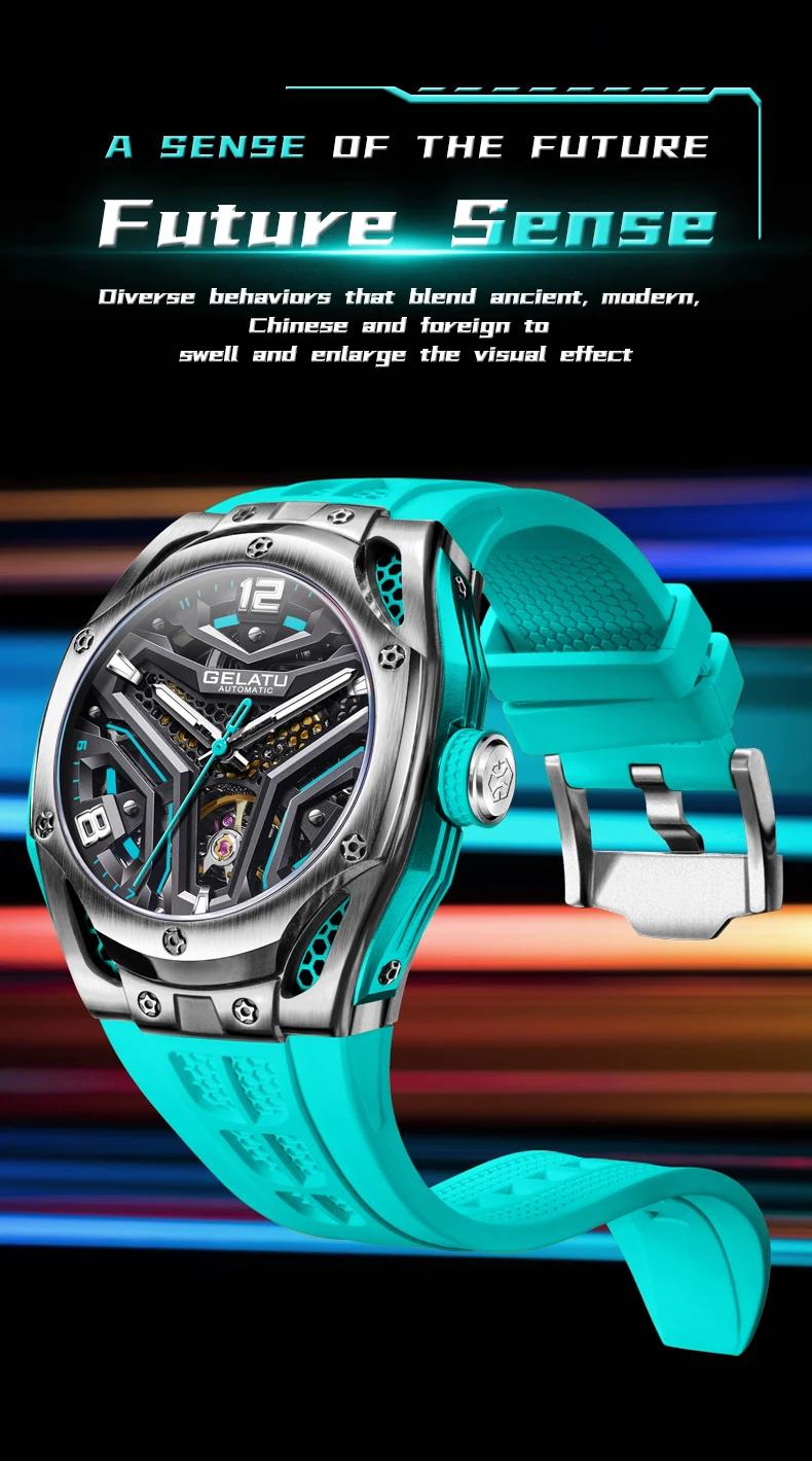 GELATU 6007 Luxury Sport Watch - Stainless Steel & Automatic