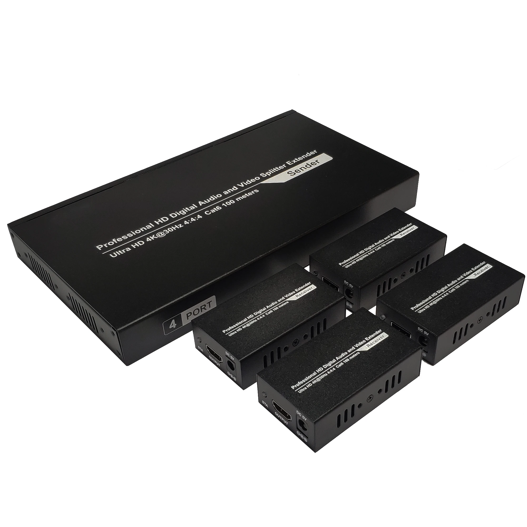 4k X 2k Hd Mi Splitter 4 Way Extender Via Cable Cat6/6a/7 Up To 100m ...