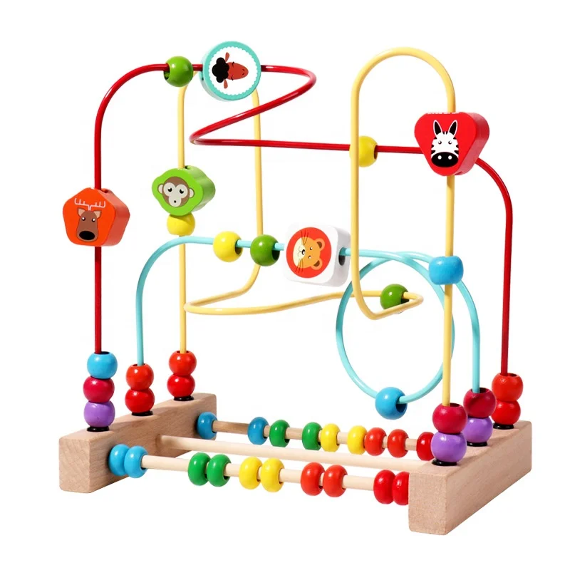 Wholesale Wooden Bead Maze Toy Counting Frames Toy Rainbow Stacker ...