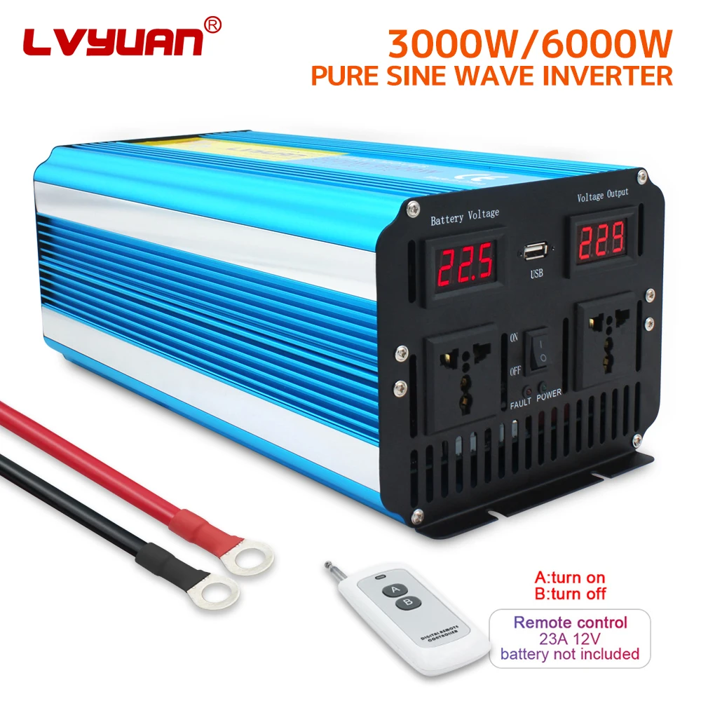 Lvyuan 3000w/6000w Power Inverter Pure Sine Wave 12v Dc 220v/110v Ac ...