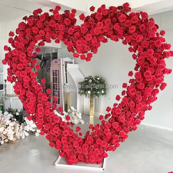 Heart Flower Backdrop - Cheap Arch of Flowers for Events