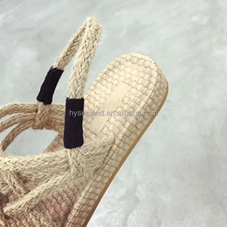 F-1893 New Roman Flat Hemp Rope Sandals Braided Summer Macrame Sandal ...