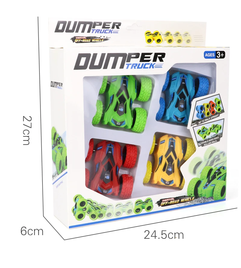 360 Degree Rotation Car Toy Set 4pcs Mini Stunt Car Double-sided 3d ...