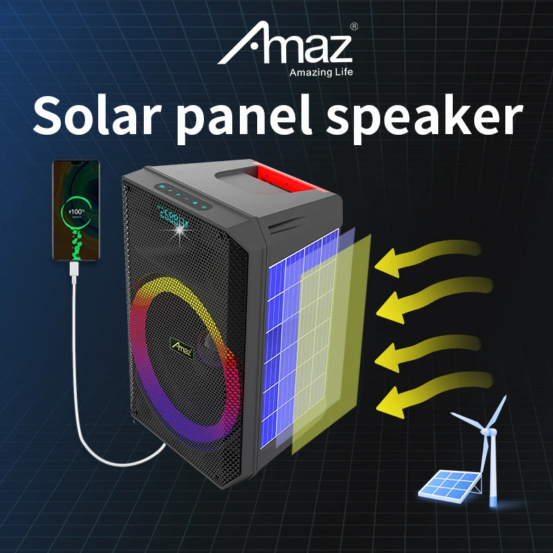 12inch Solar Speaker Outdoor Portable Trolley Audio Dj Party Speaker ...