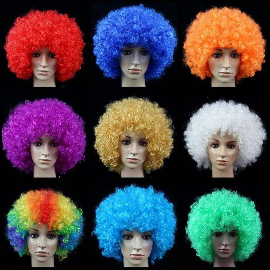 Cheap Football Fan Party Hair Wigs World Cup Color Hippie Cosplay Clown ...