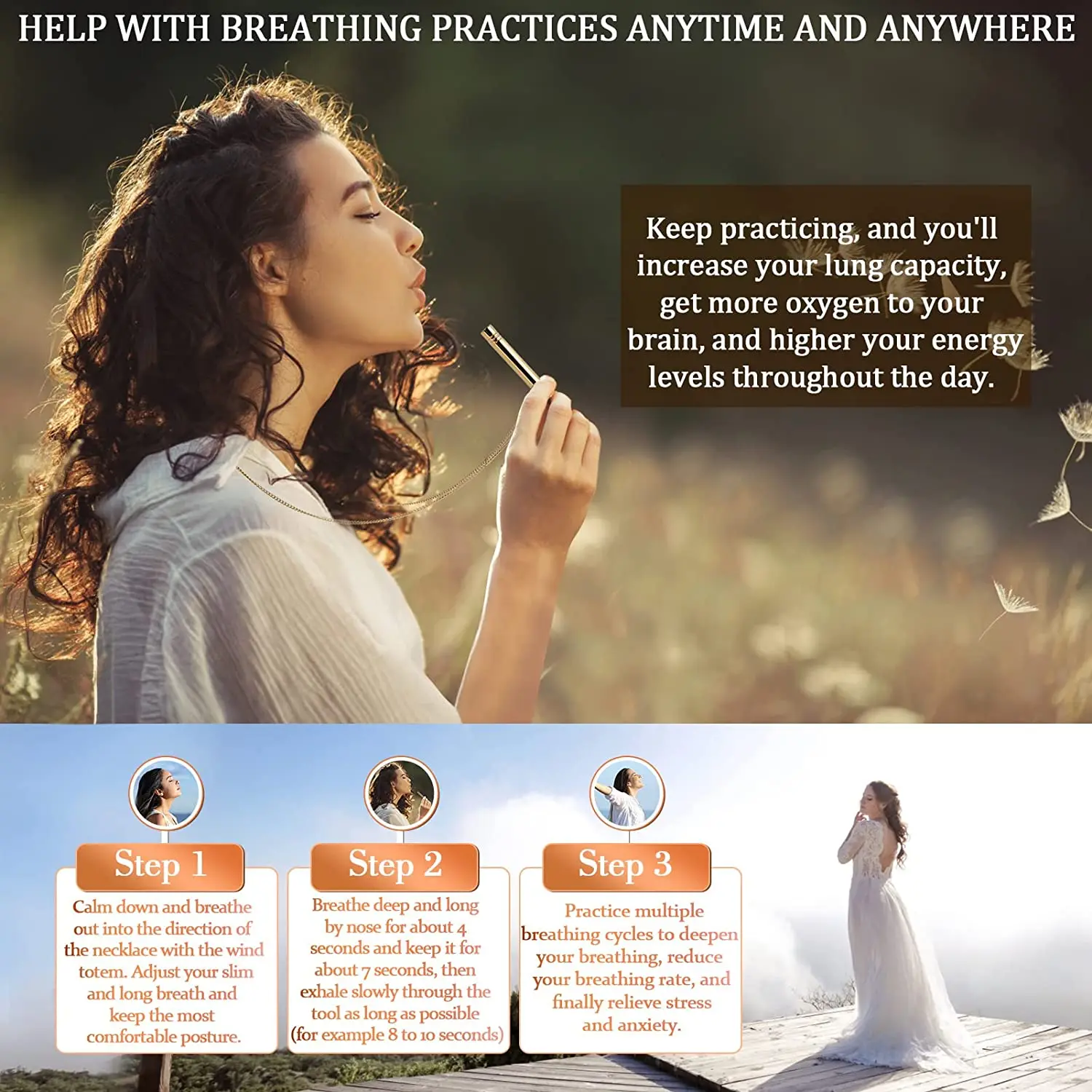 Anxiety Necklace - Stainless Steel Breath Meditation Whistle