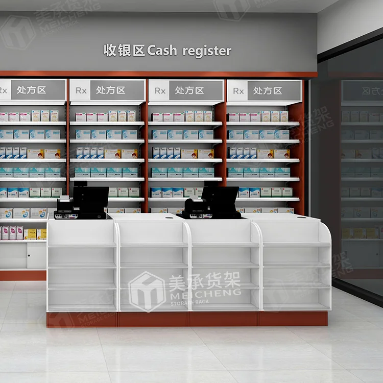 Meicheng Cash Desk Cashier Table Checkout Counter for Shop White Custom ...