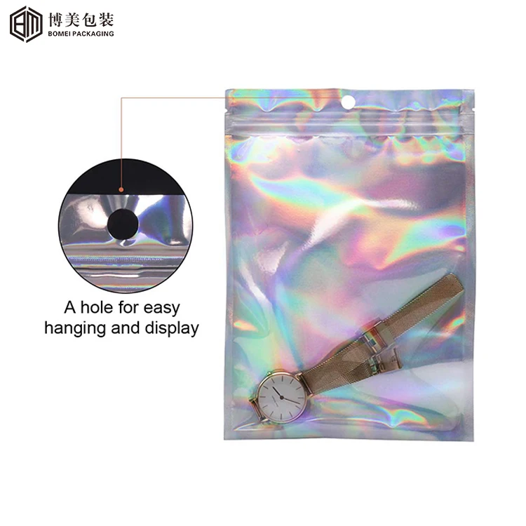 Wholesale Resealable Holographic Laser Mylar Ziplock Eyelash Packaging ...