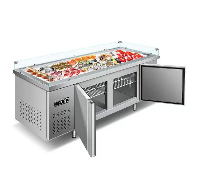 Supermarket Portable Frozen Food Display Table Stainless Steel Ice ...