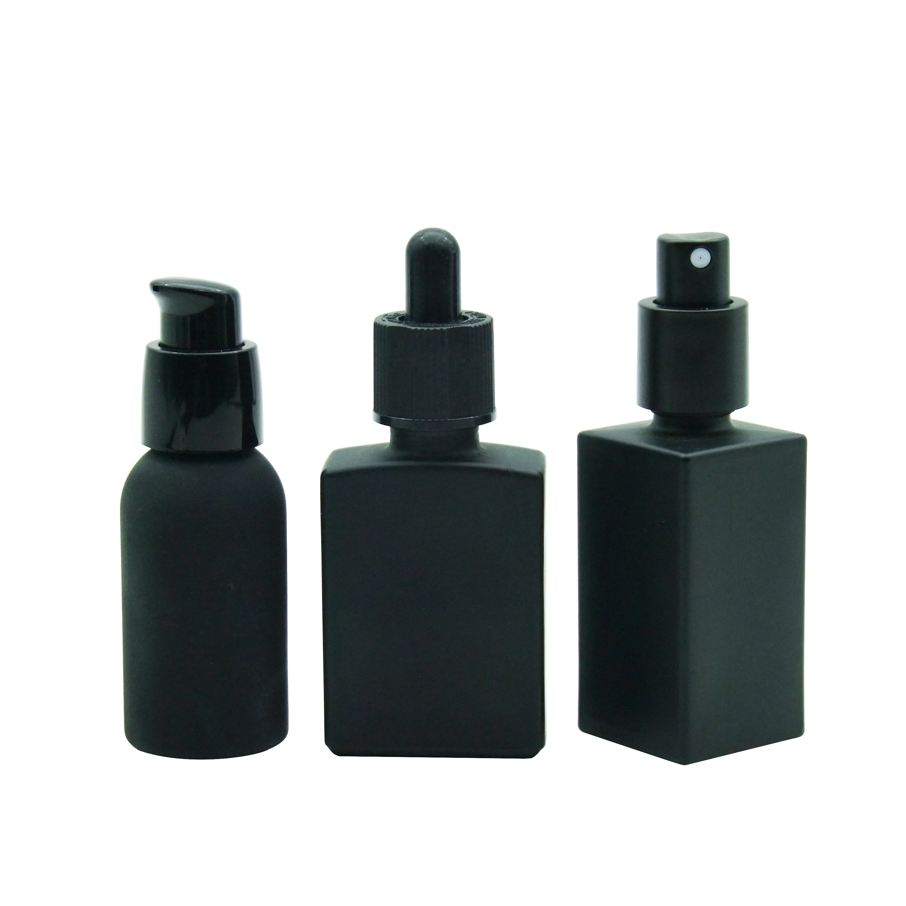 Matte Black Square Blue Frosted Glass Droppers Essential Oil Bottles ...