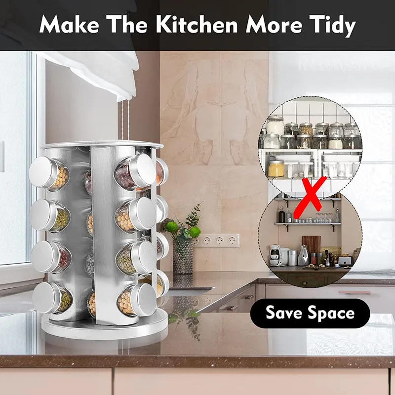 Round Carousel Spice Rack - Sustainable & Stylish Storage