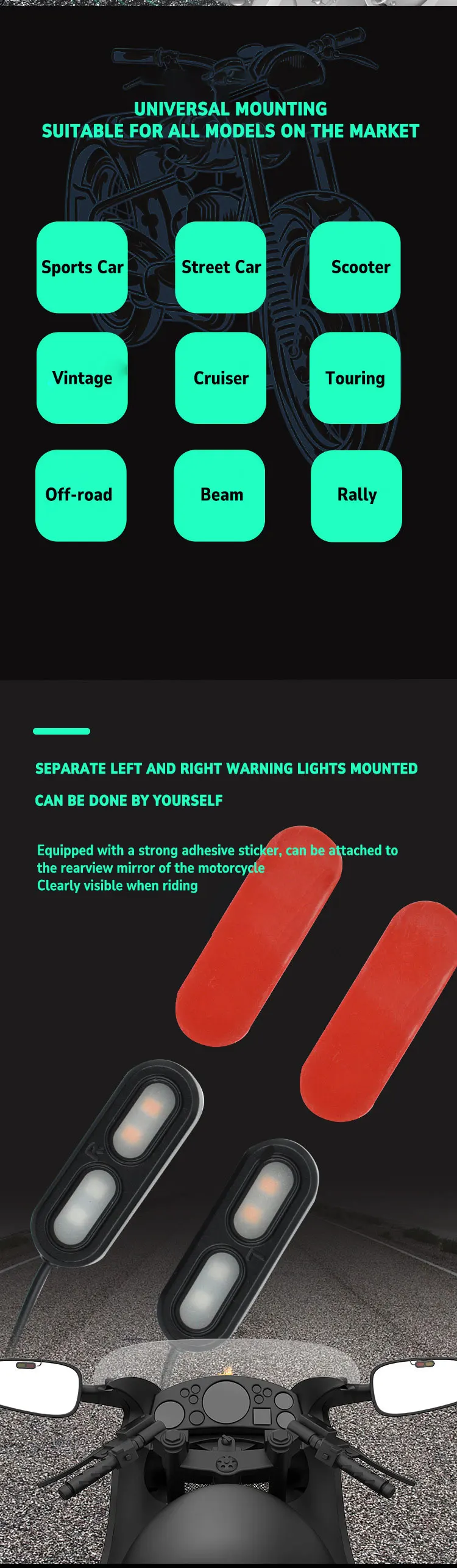 Waterproof Motorcycle BSD Blind Spot System with Indicators