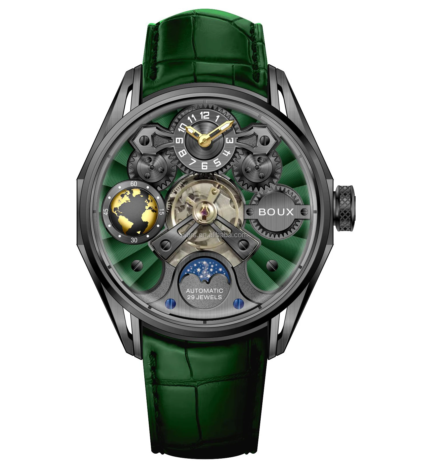 Fashion Brand Watch Mens Wrist Automatic Skeleton Luxury Waterproof ...