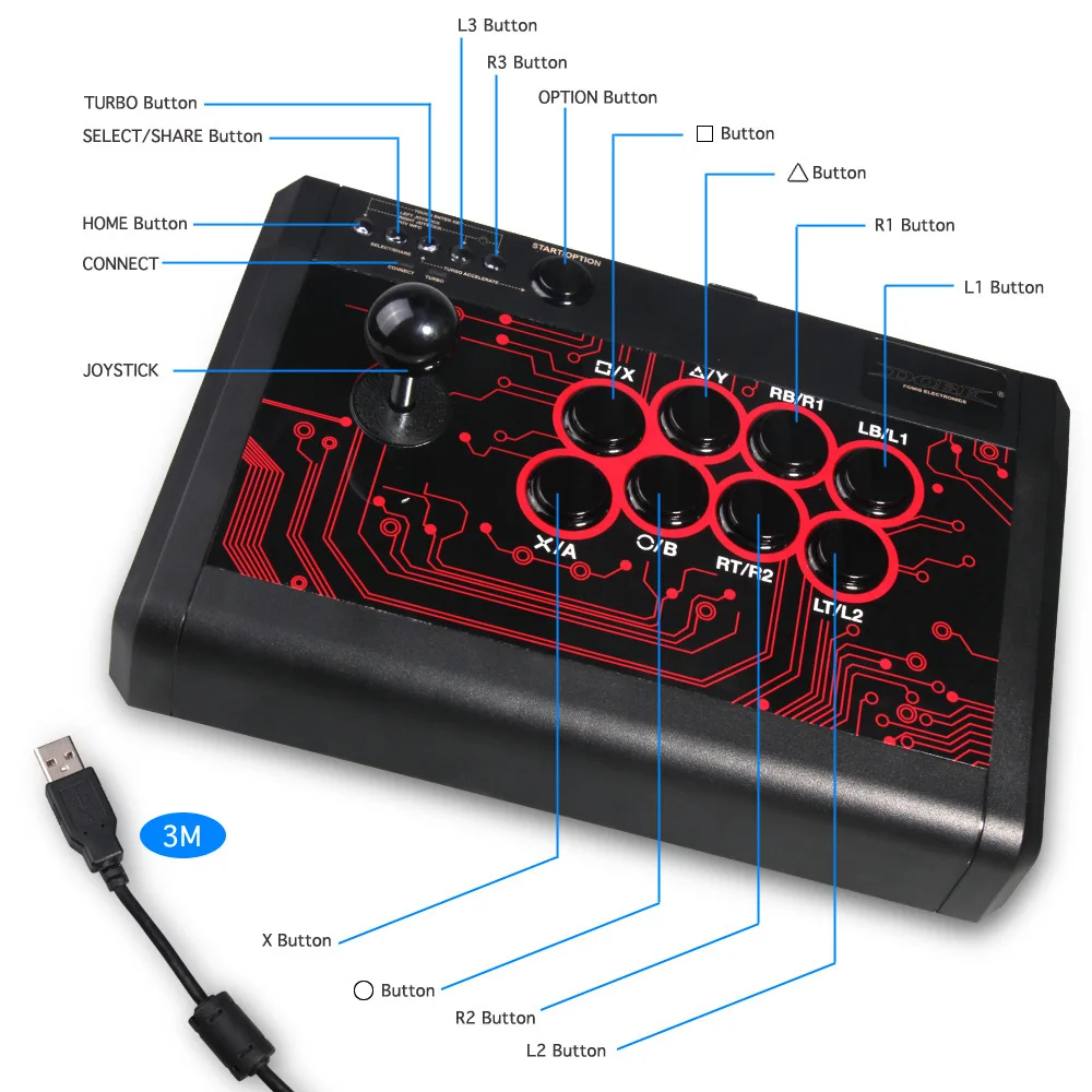 Wired Pc Joystick Control Panel Arcade Fightstick Rocker Controller For ...