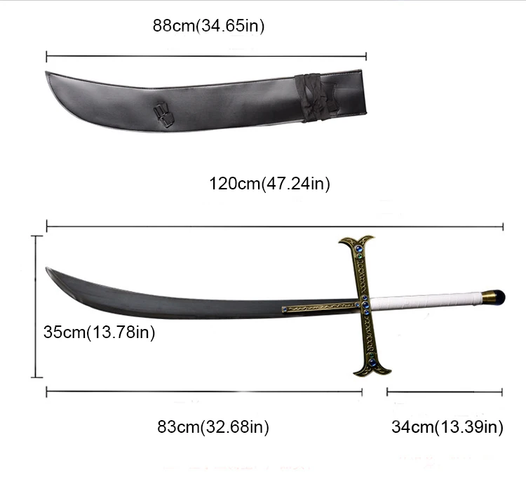 Dracule Hawk Eyes Mihawk Yoru Sword - 120cm/124cm Cosplay Sword for One ...