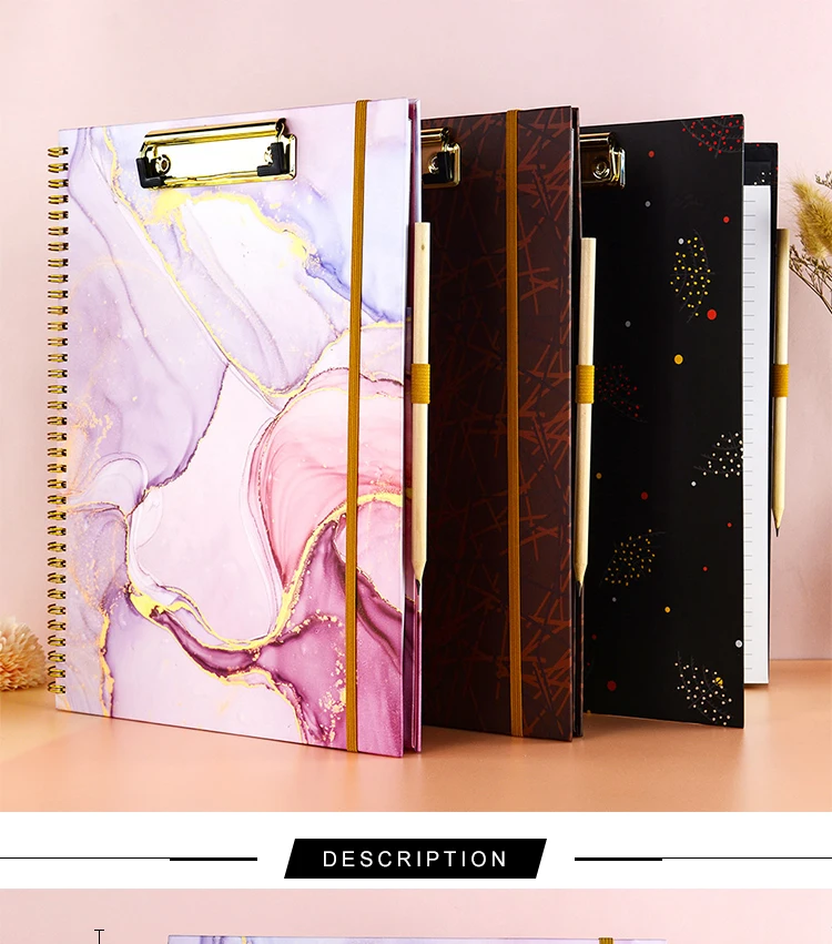 Luxury Metal Clip Clip Board Spiral Clipboard Clipfolio With Refillable ...