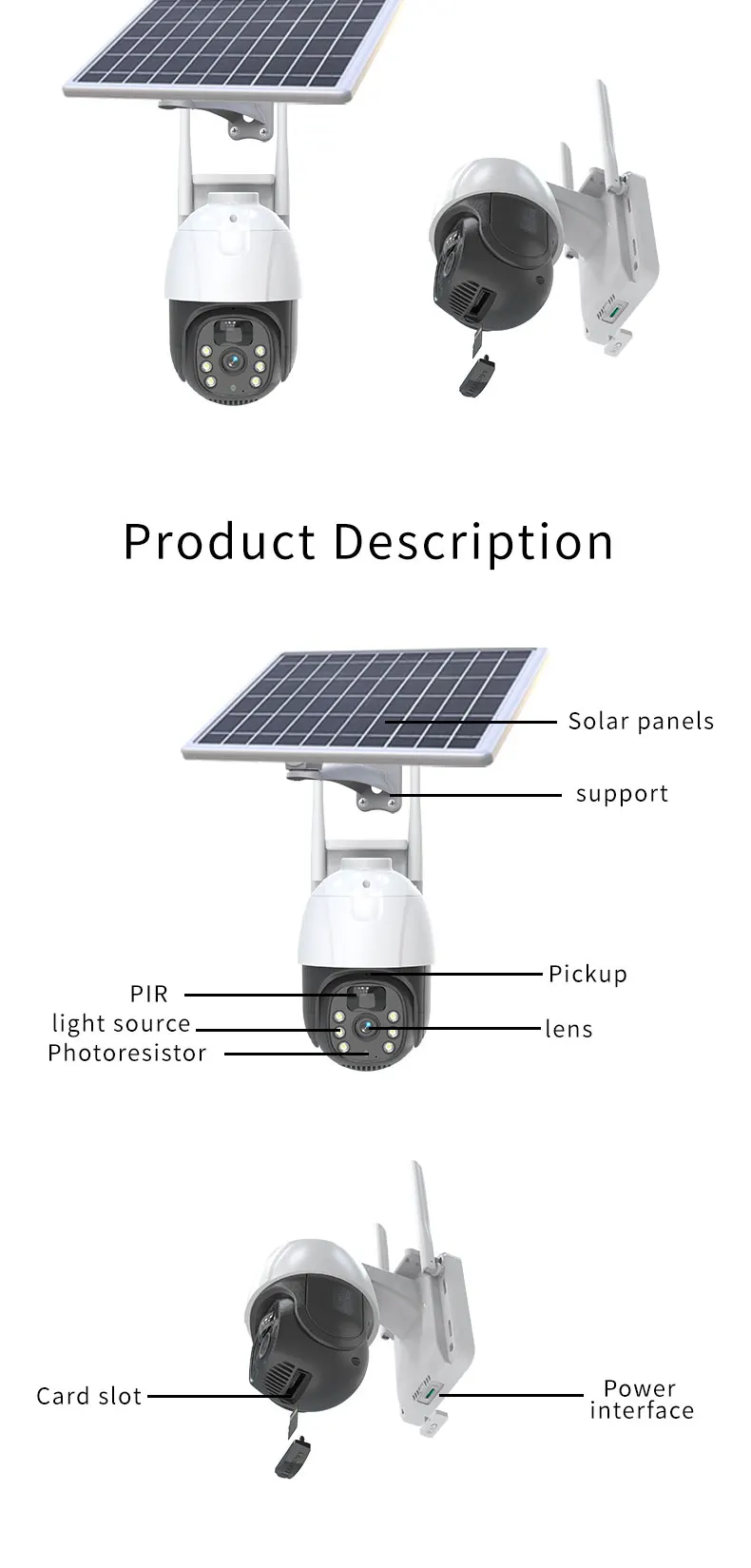 Eseecloud App 4MP Solar Panel Power IP Camera PIR WIFI 4G