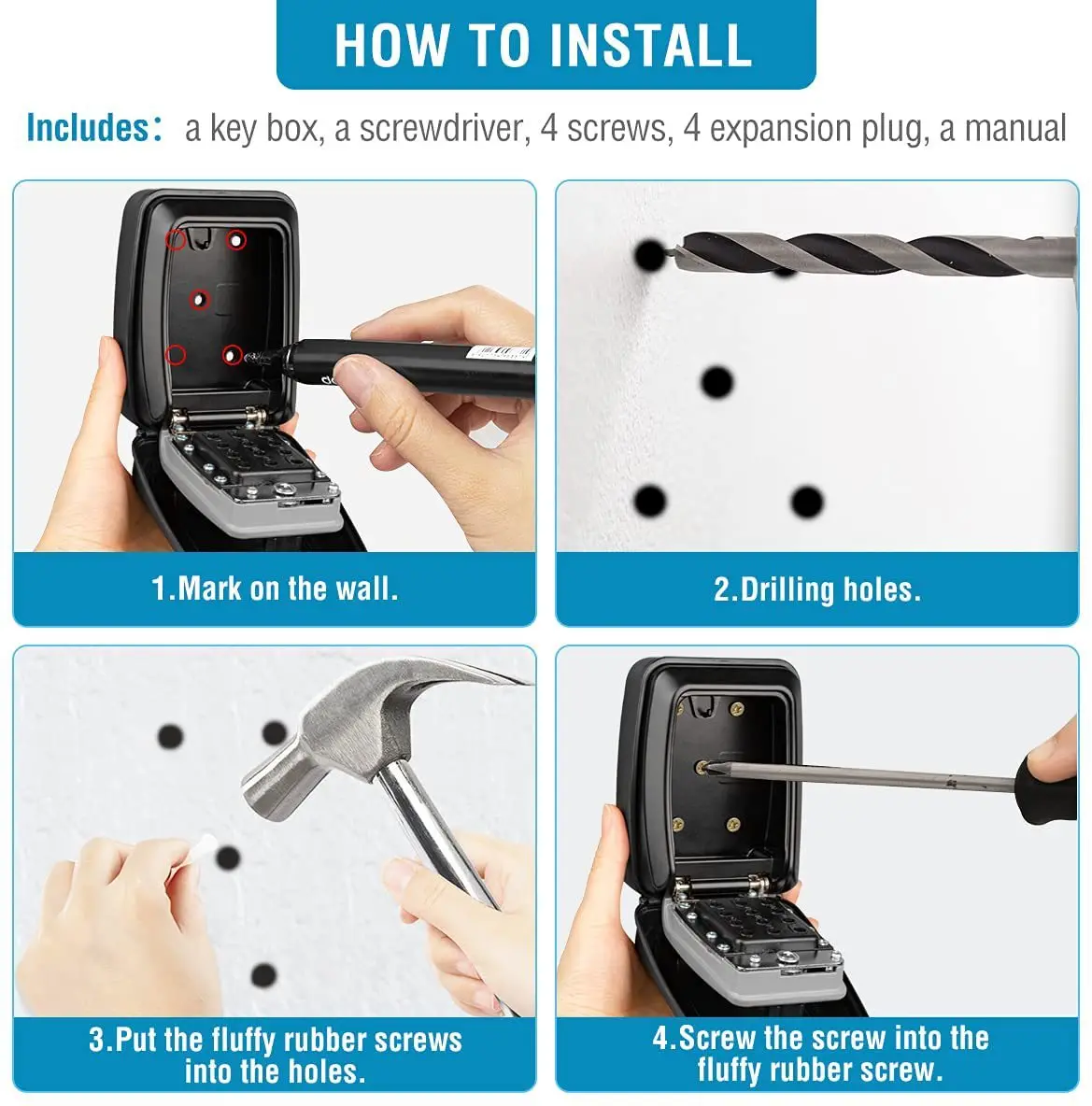 Big Capacity Password Waterproof Metal Wall Mounted Portable Storage ...