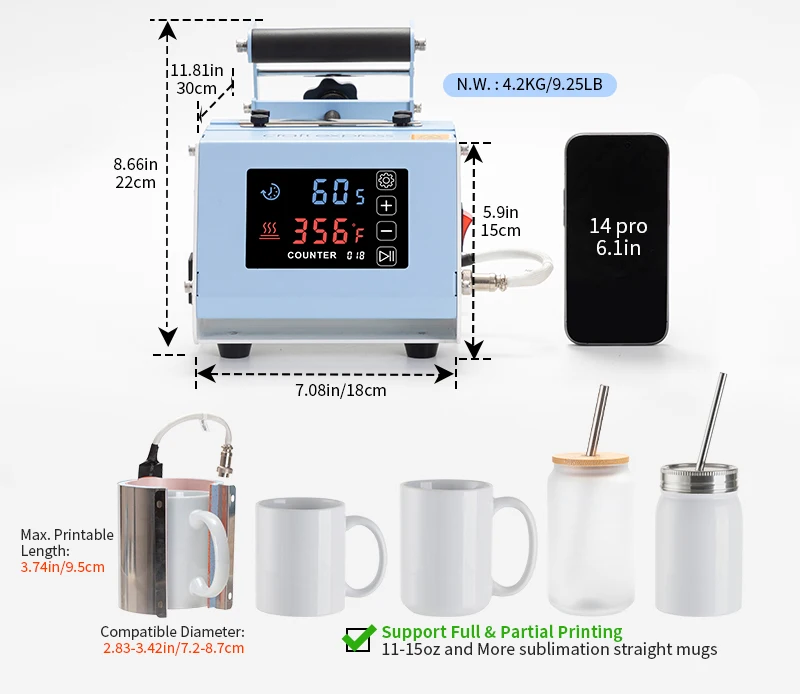 Bestsub Portable 40 Oz Tumbler Heat Press Machine for Sublimation Printing