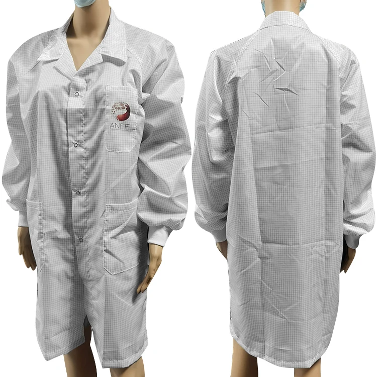 Allesd White 5mm Grid All Size Esd Antistatic Gown Cleanroom Anti ...