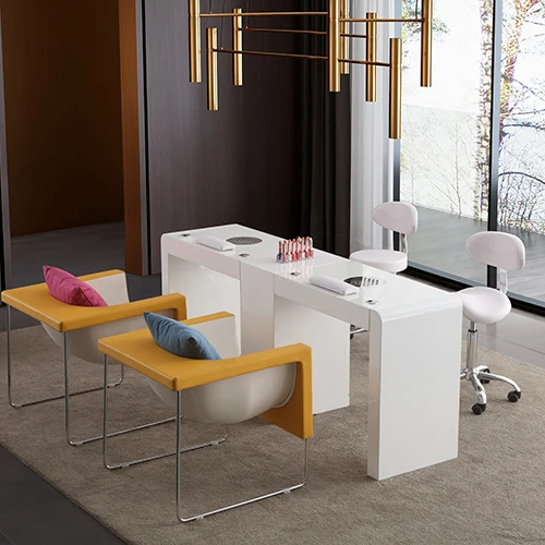 Double manicure desk wood table for nail salon furniture| Alibaba.com