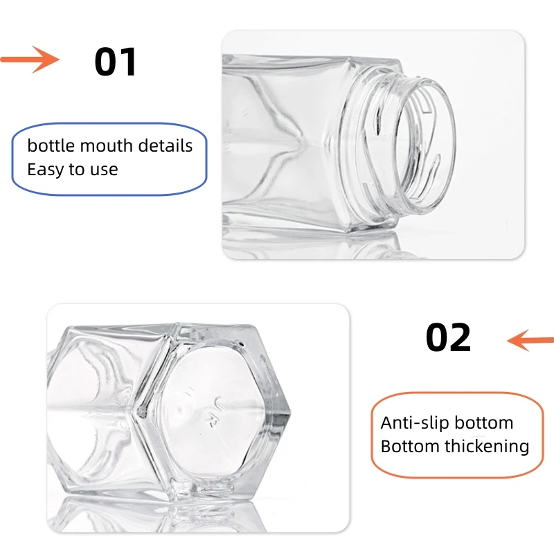 Clear Hexagon Glass Jar Jam Jar Honey Jar 1oz 2oz 3oz 4oz 5oz 6oz Food Grade Glass Bottle - Buy ...