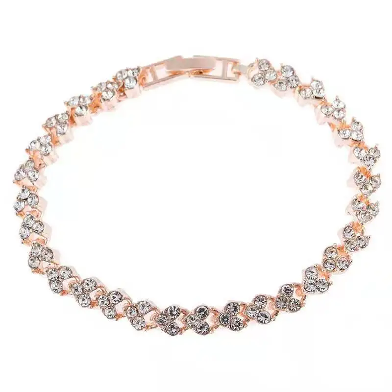 Luxury Roman Crystal Bracelet For Women Fashion Heart Chain Bracelets