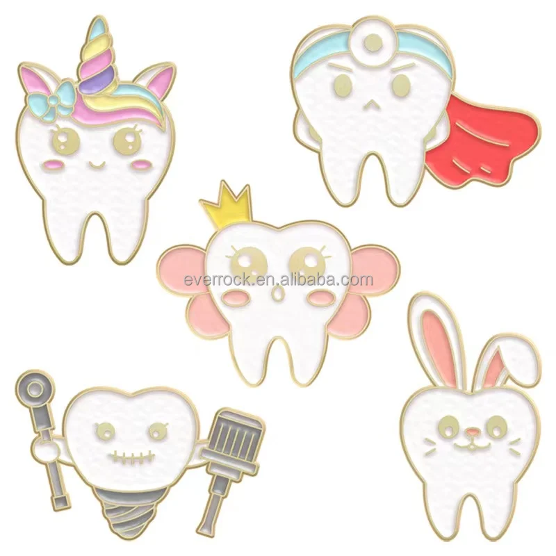 Wholesale Bronze Cartoon Tooth Shape Dental Care Pin Fun Tooth ...