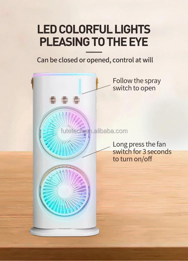 USB Rechargeable Misting Fan Desktop Air Conditioning Fan with ...