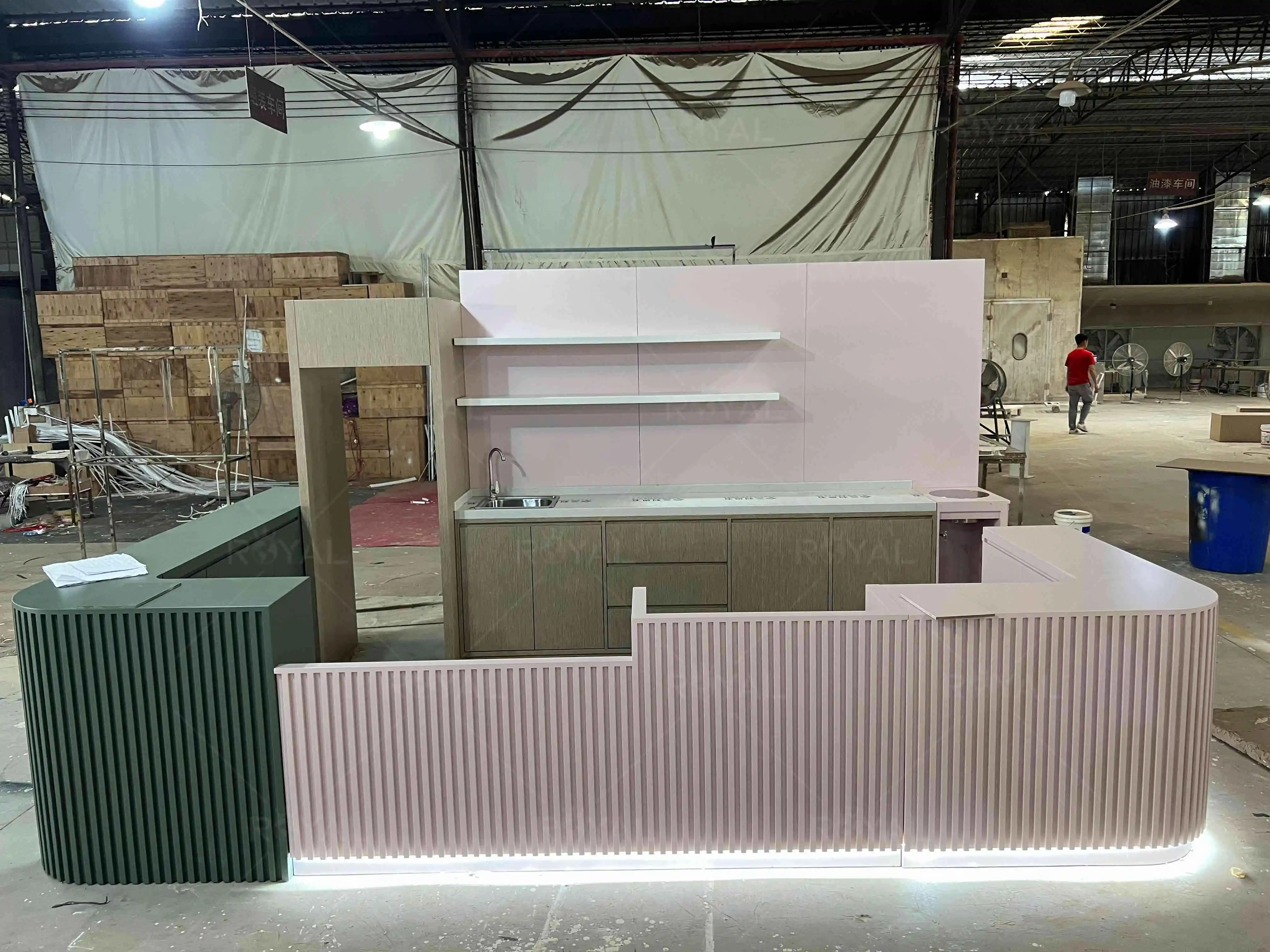 Modern Bubble Tea Shop Counter Design Display Stone Dessert Bar Counter ...