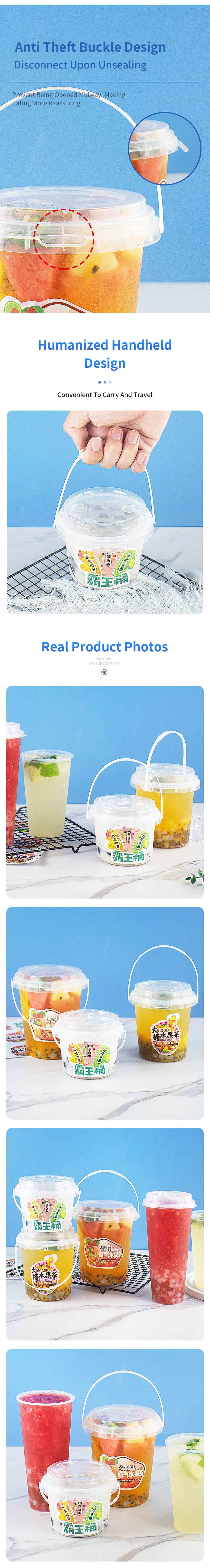 Customized Takeaway 32Oz Fruits Big Cups Bucket PP Plastic Drink Cups ...
