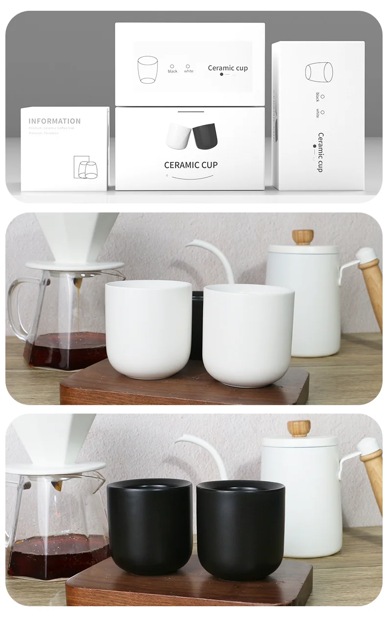 Nibu Hand Brewed Coffee Mug Snifter - Black Ceramic Set