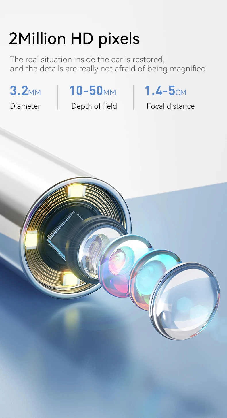 Q10 Smart Ear Canal Detector Ear Camera 1080P with 1.38" Screen - Ideal ...