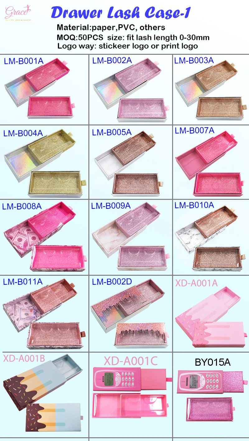 Private Label Small Order Holographic Pull Out Eyelash Packaging Case ...