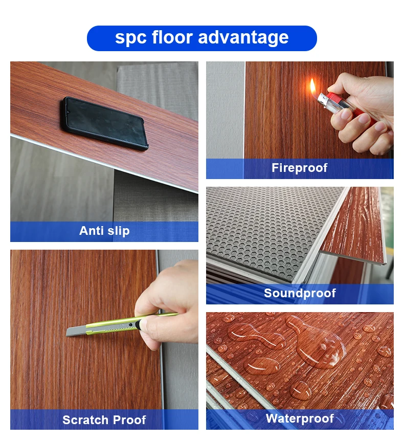 4mm/5mm/6mm Click Lock Spc Flooring Waterproof Plastic Tiles Vinyl ...