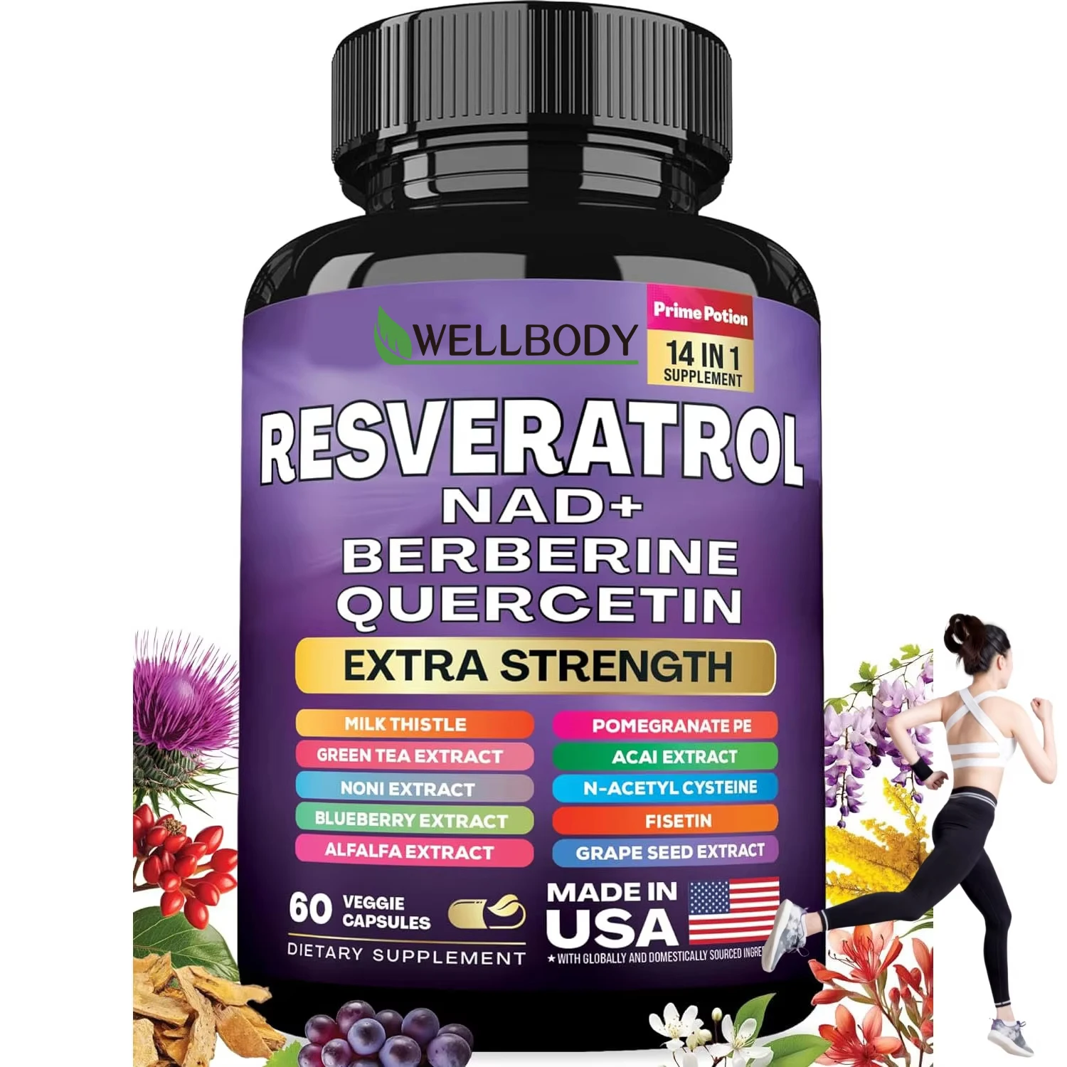 WELLBODY OEM Private Label Resveratrol Capsules with NAD, Berberine ...