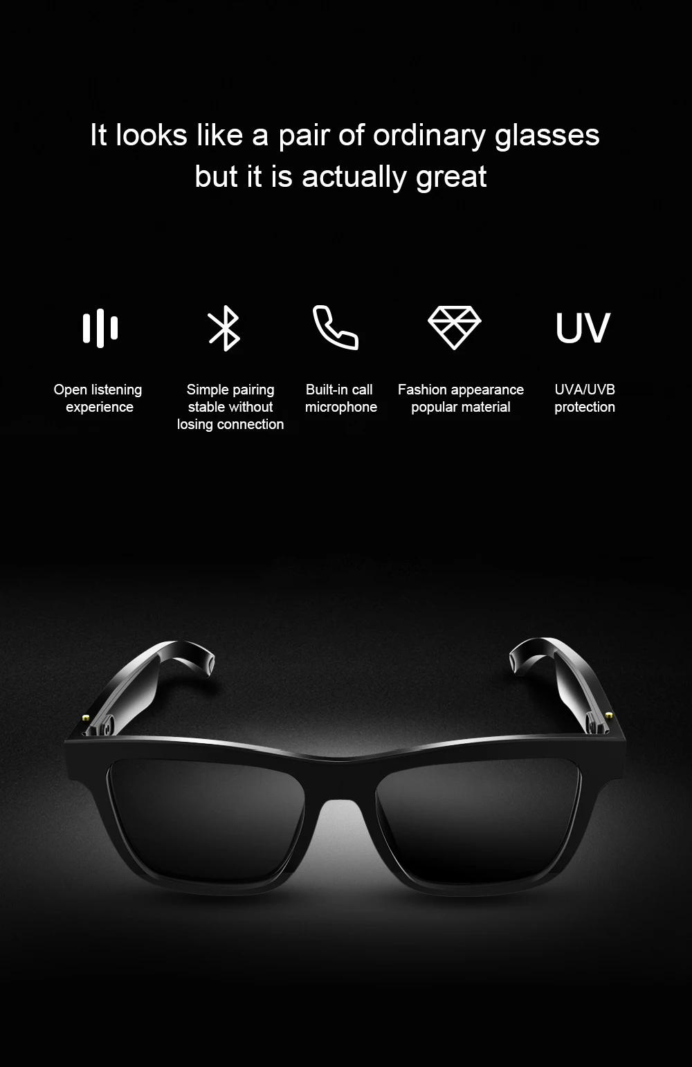 2023 Newest Smart Audio Glasses TWS Wireless Handsfree Eyewear ...