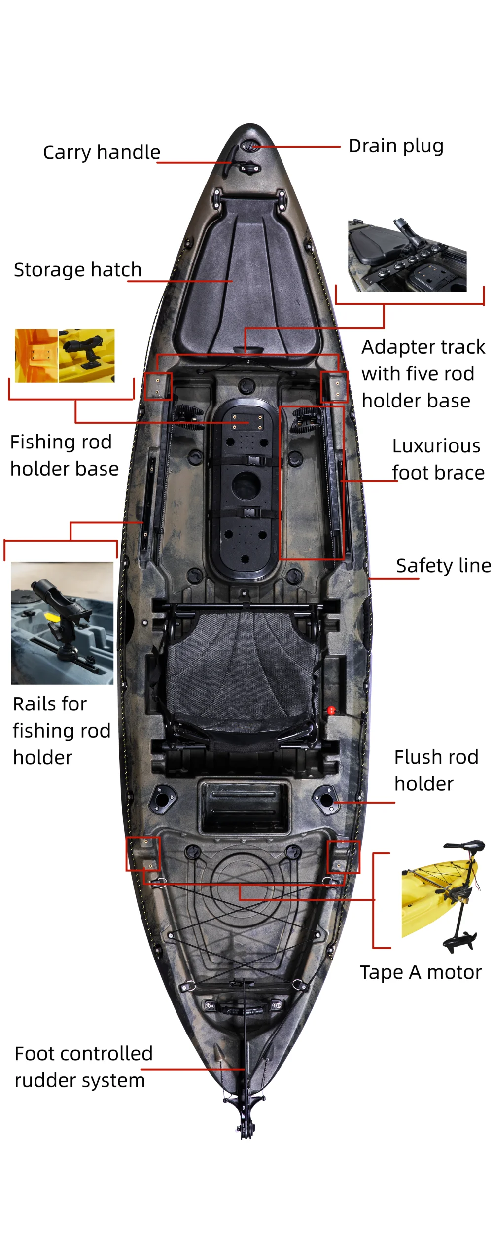 Stable and Flexible Single Seat Fishing Kayak - CE Certificated