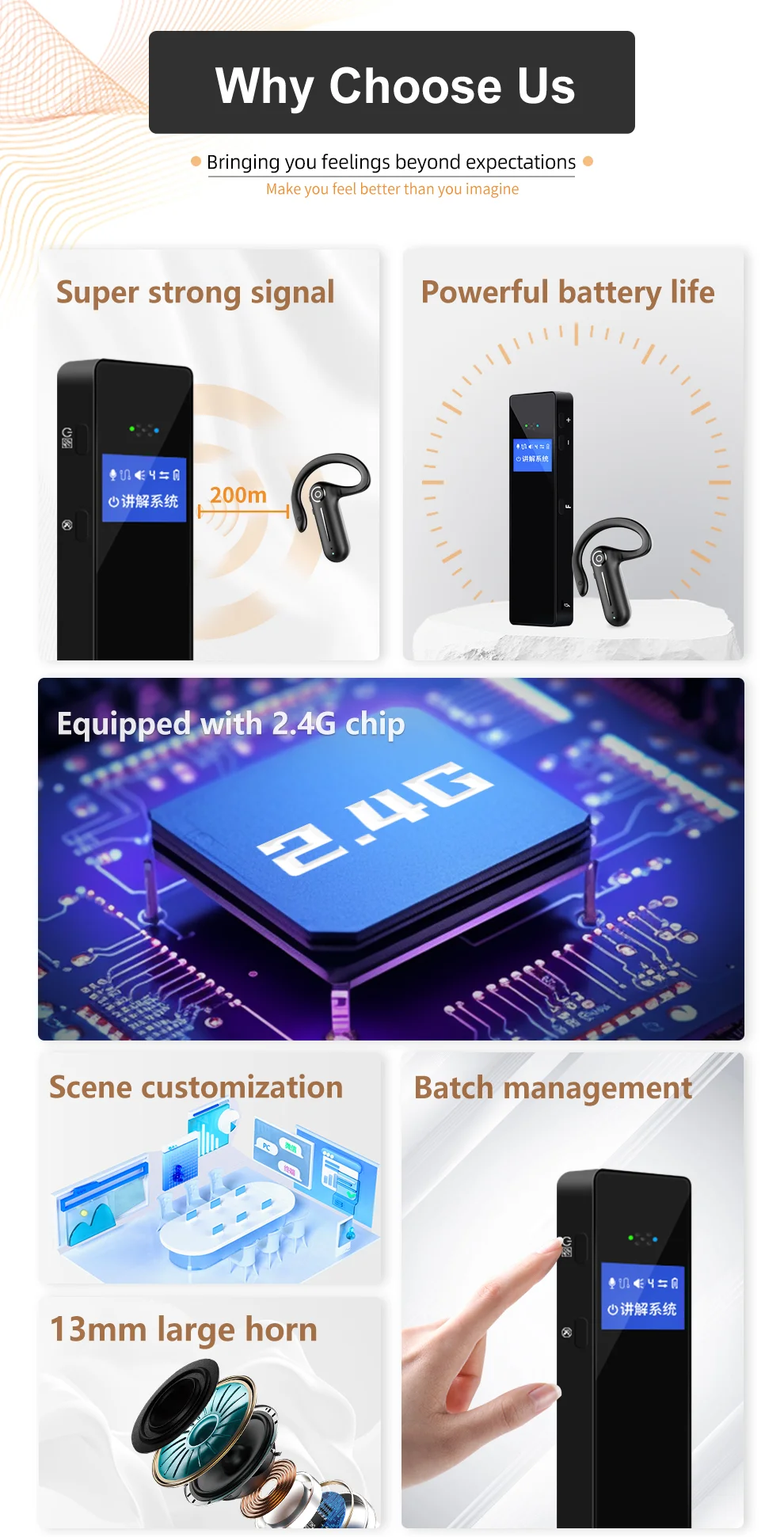 Portable Wireless Interpretation System - 10 Headsets