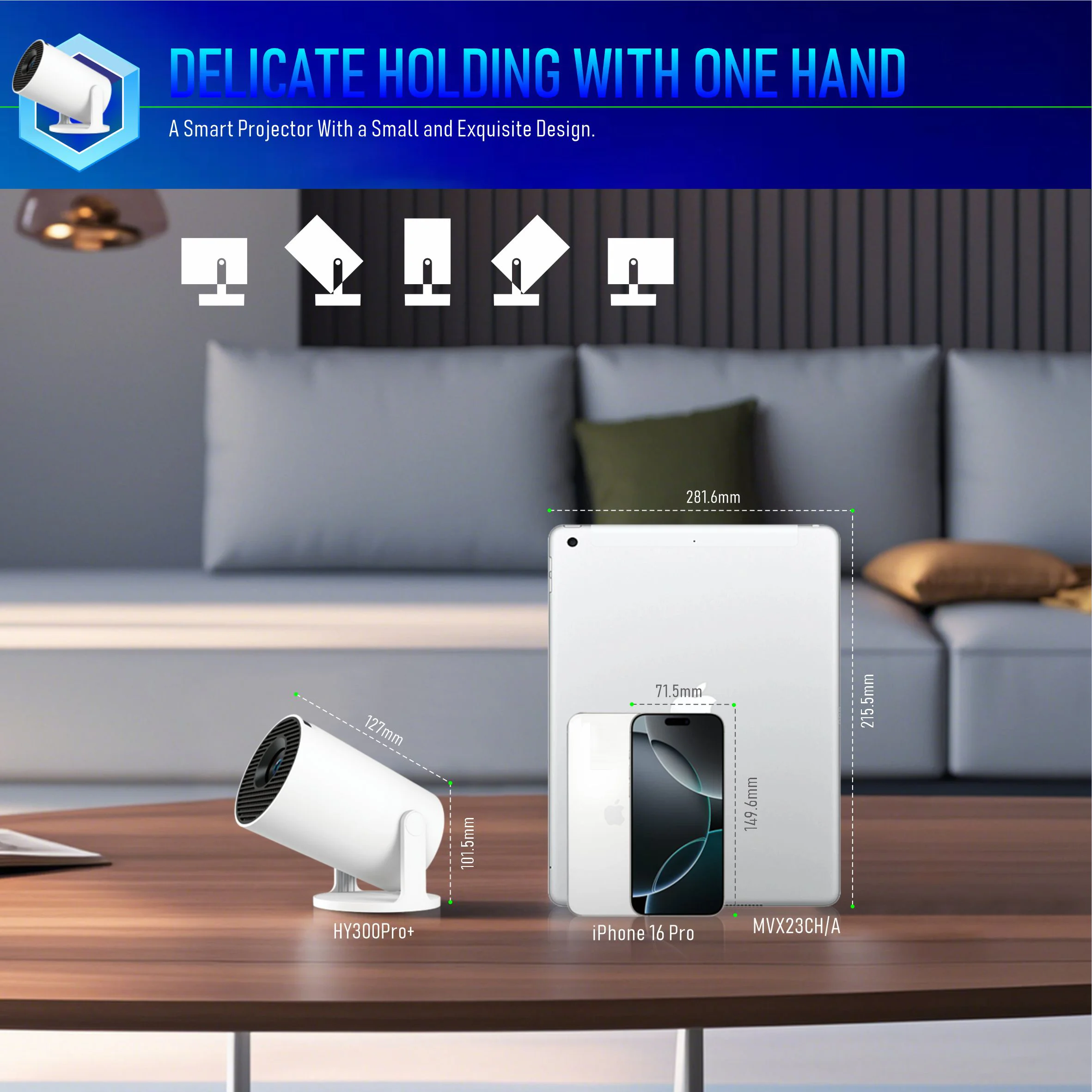 HY300 Pro Smart Mini Projector - 1080P, 4K, Dual Wifi BT