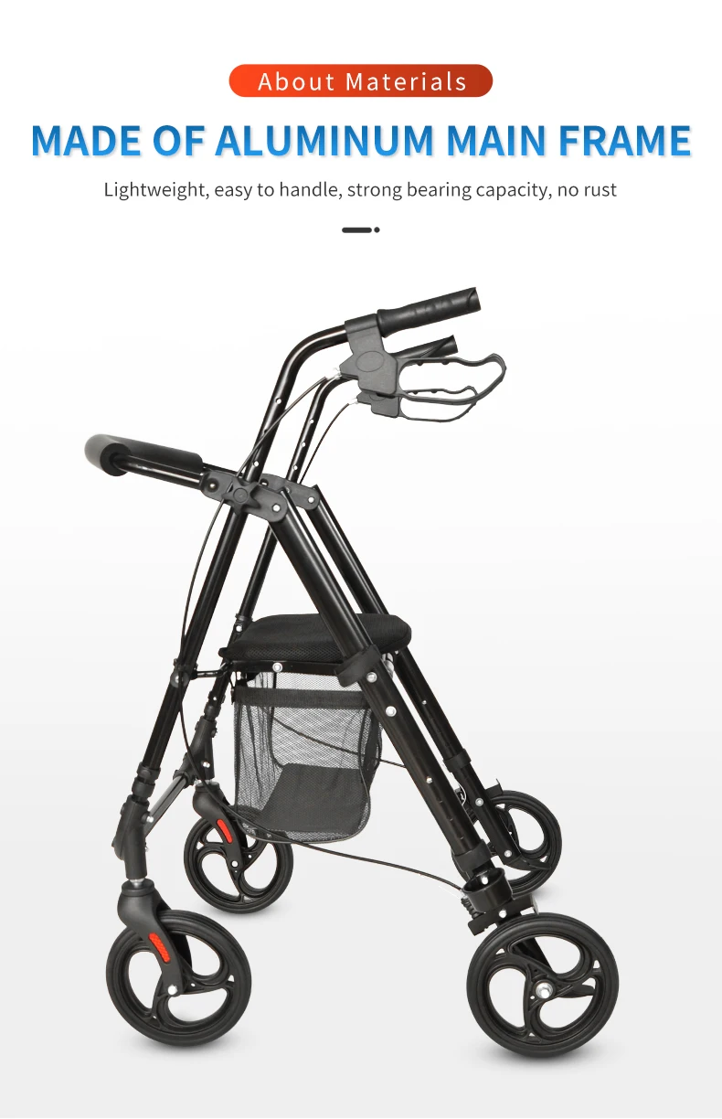 BQ1004D Adjustable Rollator - Mobility Aid for Disabled Adults