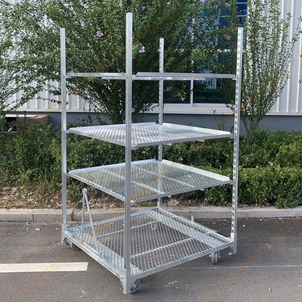 44''x46'' Galvanized Greenhouse Trolley Cart Plant Nursery Transport ...