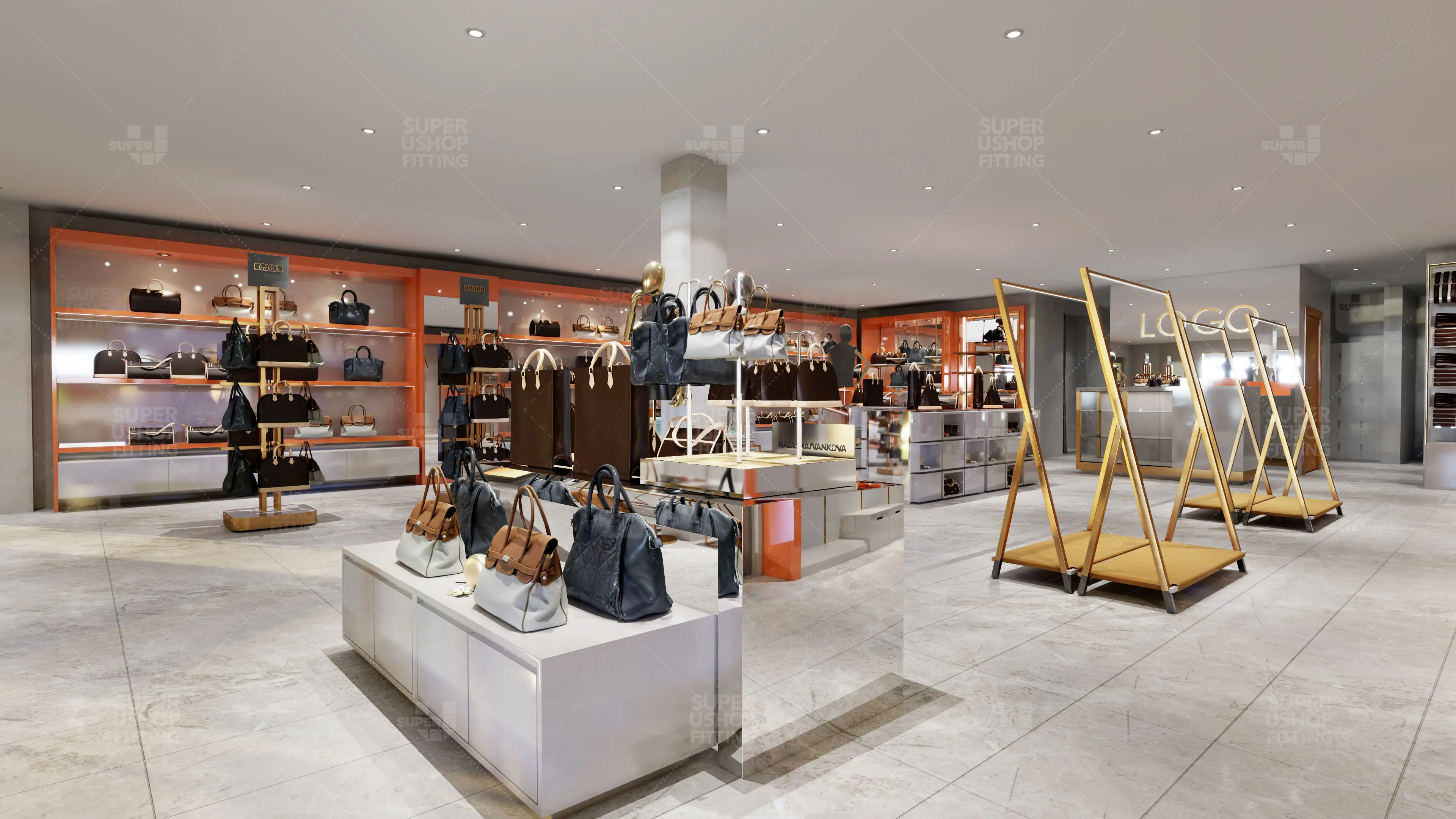 High End Bags Shop Interior Design Wall Mounted Display Shelf Rack Stand And Showcase - Buy ...