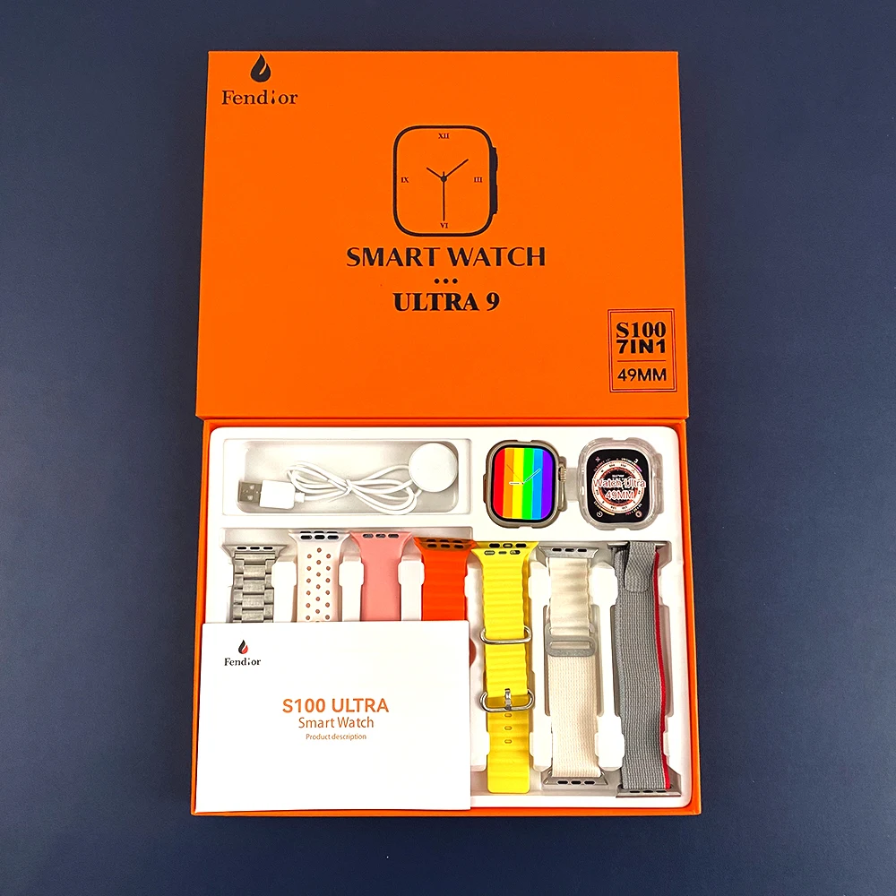 New S100 Ultra 9 Smart Watch 7 In 1 Straps 49mm Full Touch Screen Sport ...