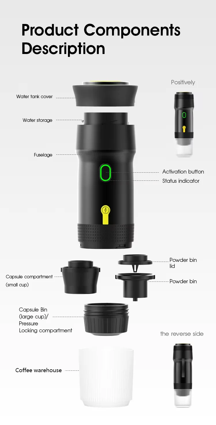 Mini Portable Electric Espresso Machine Travel Container Espresso ...