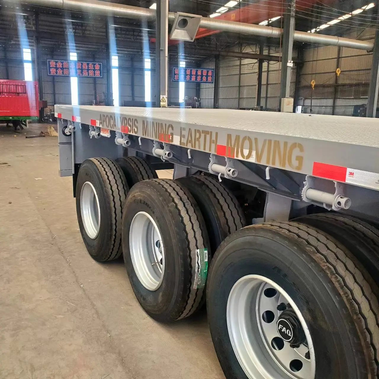 Brand new flatbed semi trailer 70ton 3axles pan trailer Container Semi ...