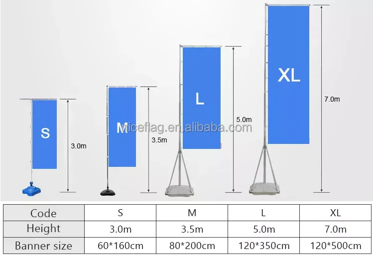 High Quality 3m 3.5m 5m 7m Nobori Flag Pole Display Stand Outdoor ...