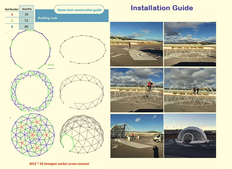 Luxury 6m 7m Diameter Geodesic Dome House Clamping for Multiple People ...