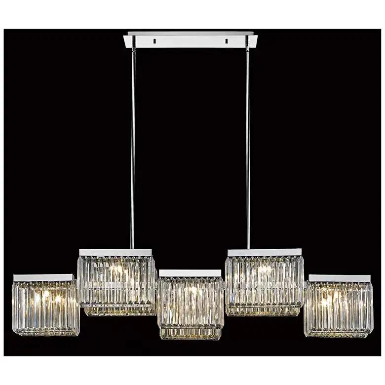 Long Large Led Hanging Bar Ceiling Pendant Lights Modern Asfour Crystal ...